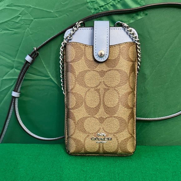 Coach | Cell Phones & Accessories | Coach Tan And Gray Phone Crossbody ...